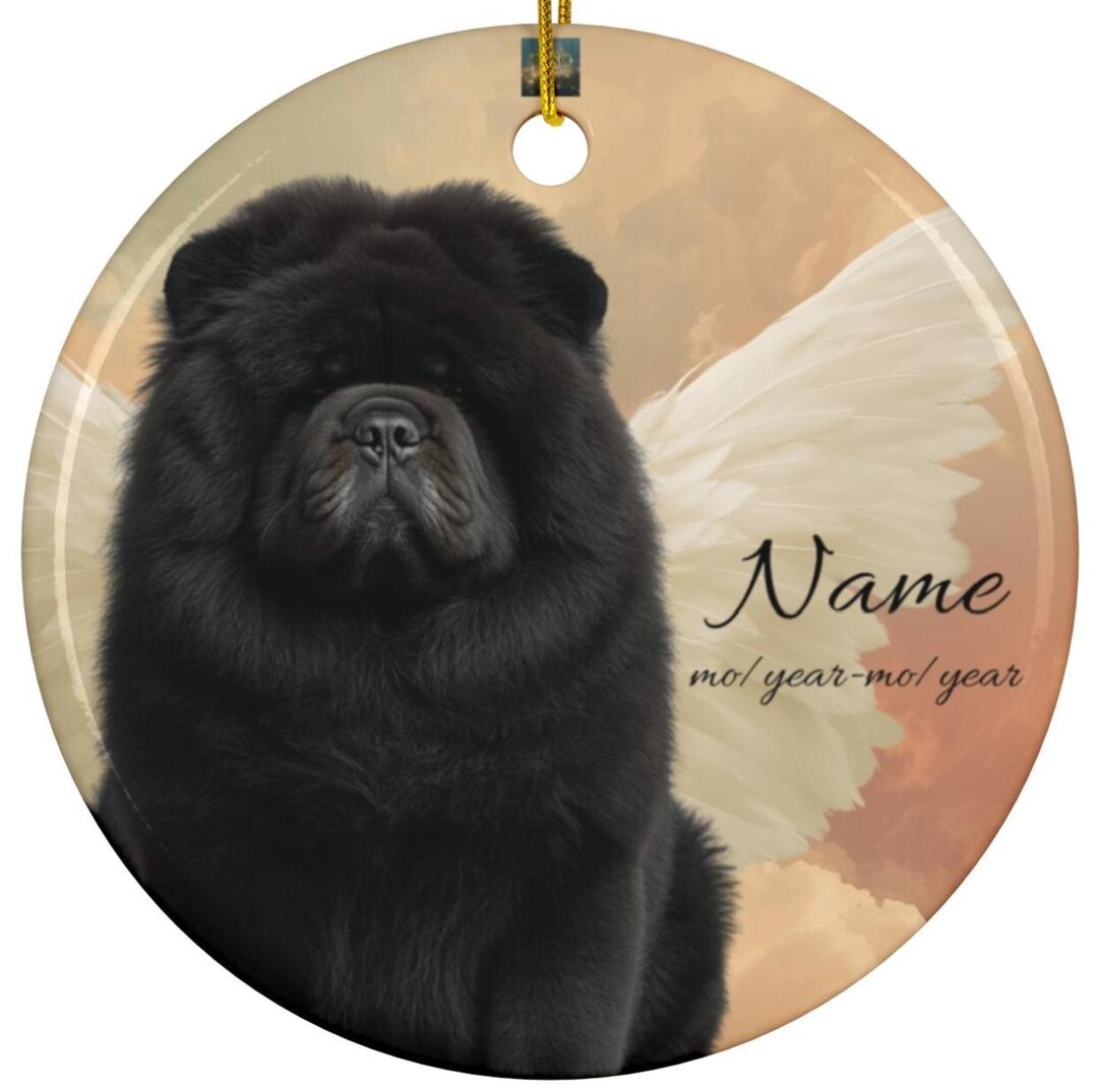 Personalized Black Chow Chow Angel Ceramic Ornament, Custom Songshi ...