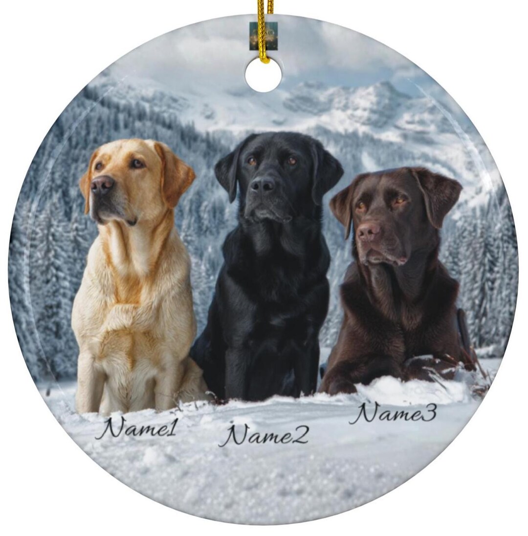 Labrador Retriever Trio Christmas Ornament, Personalized Yellow ...