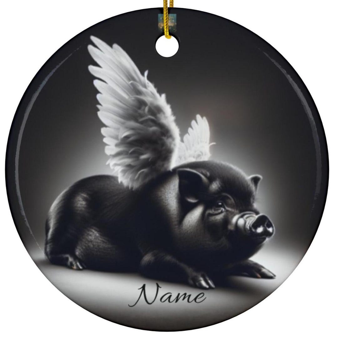 Personalized Pot Belly Pig Angel Ceramic Ornament, Pot Bellied Pig ...