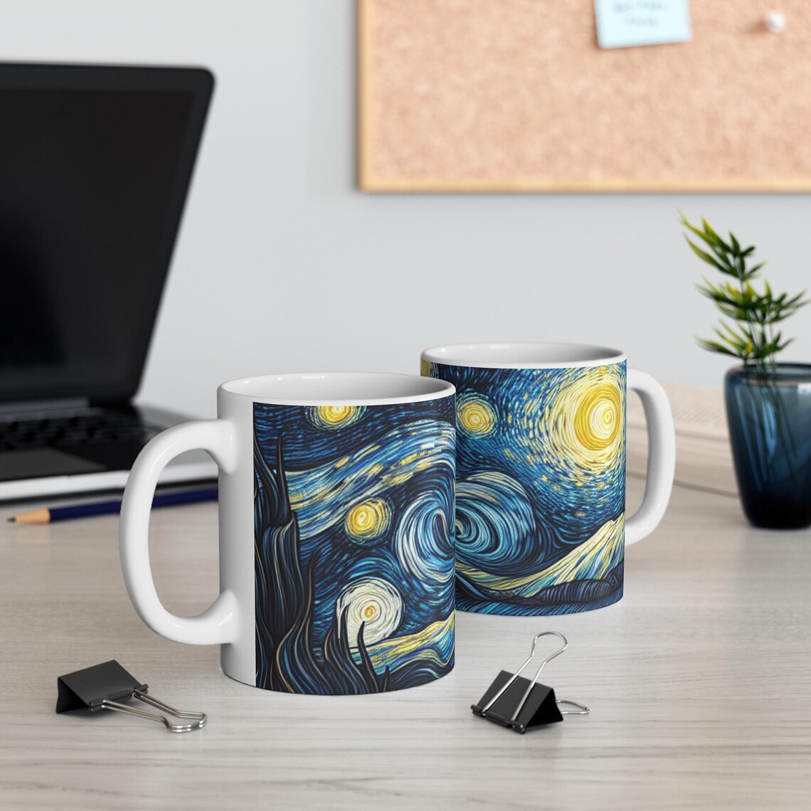 Mug, Van Gogh Inspired Starry Night Scene, Coffee Cup, Ceramic Tea Mug ...