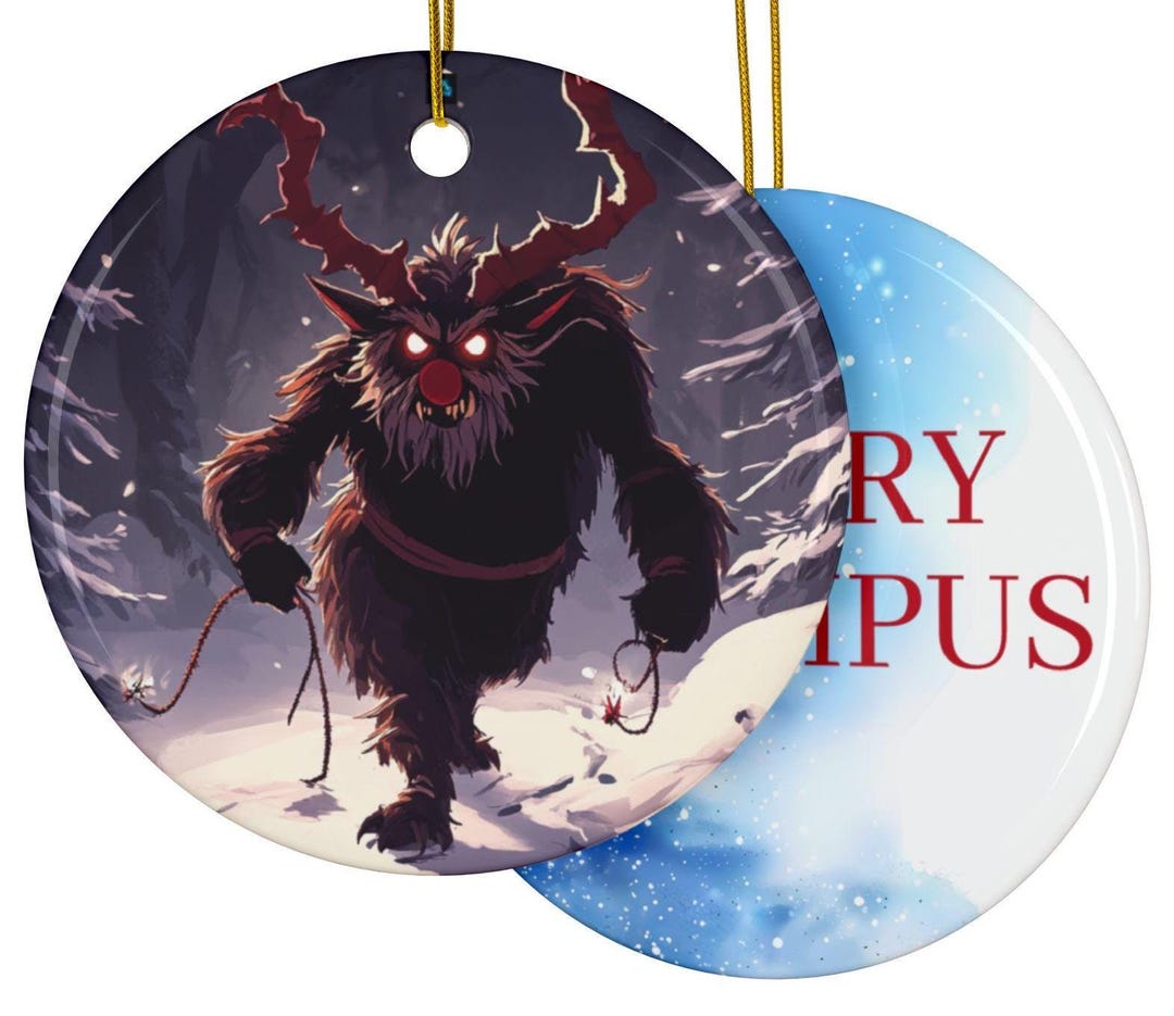 Krampus Christmas Ceramic Ornaments, Double-sided Krampus Image Merry ...