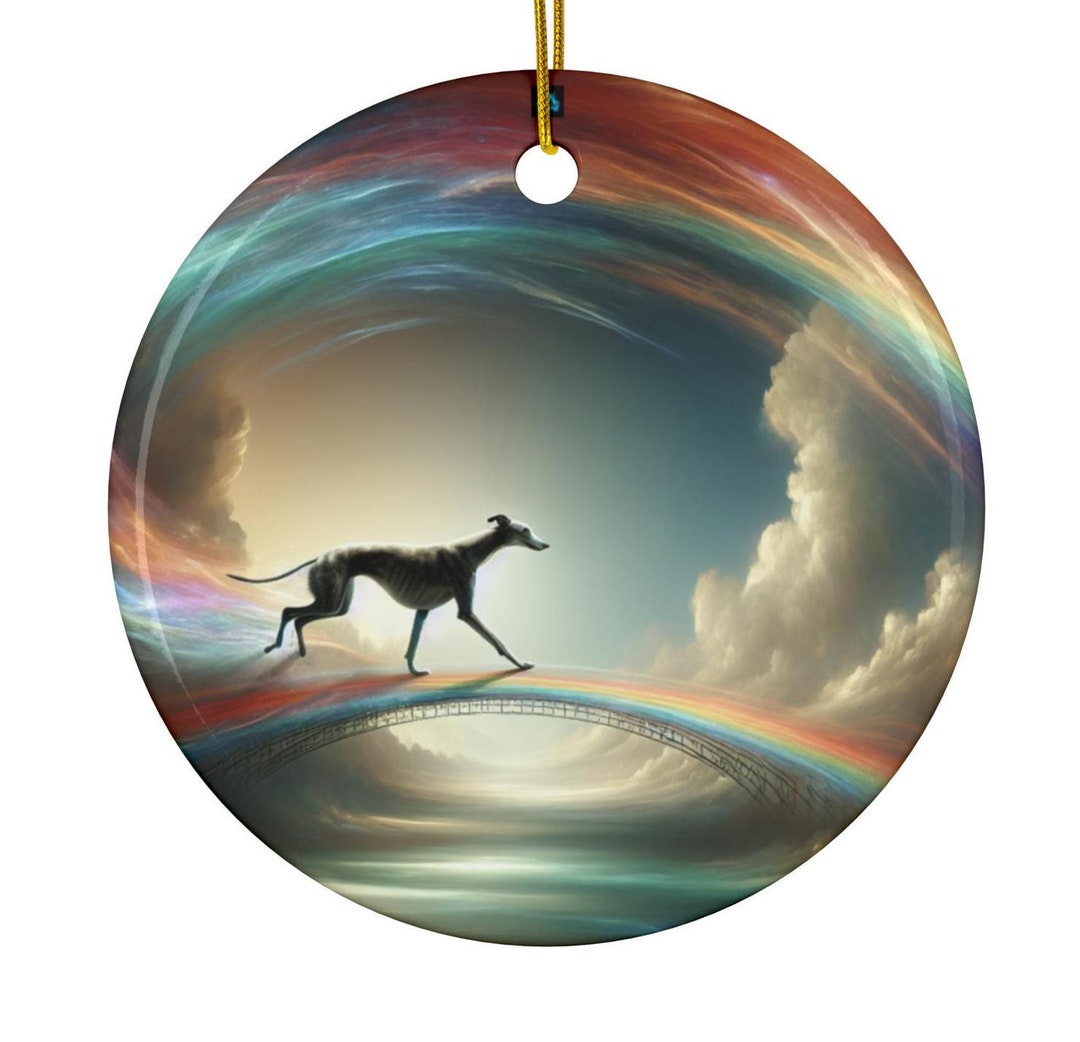 Personalized Greyhound Crossing Rainbow Bridge Ornament, Custom ...