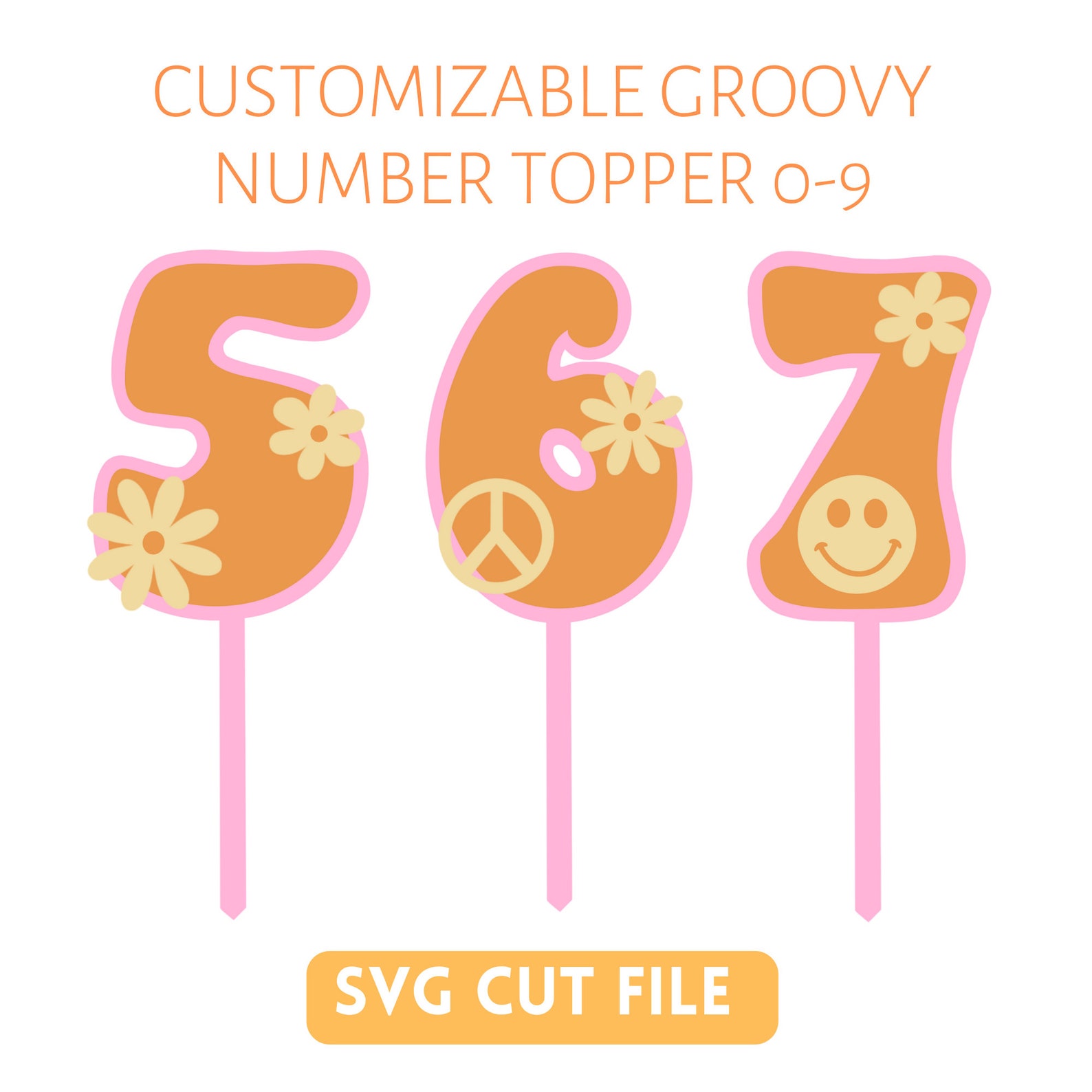 Groovy Birthday Cake Number Toppers | Custom Cake Topper | One Groovy ...