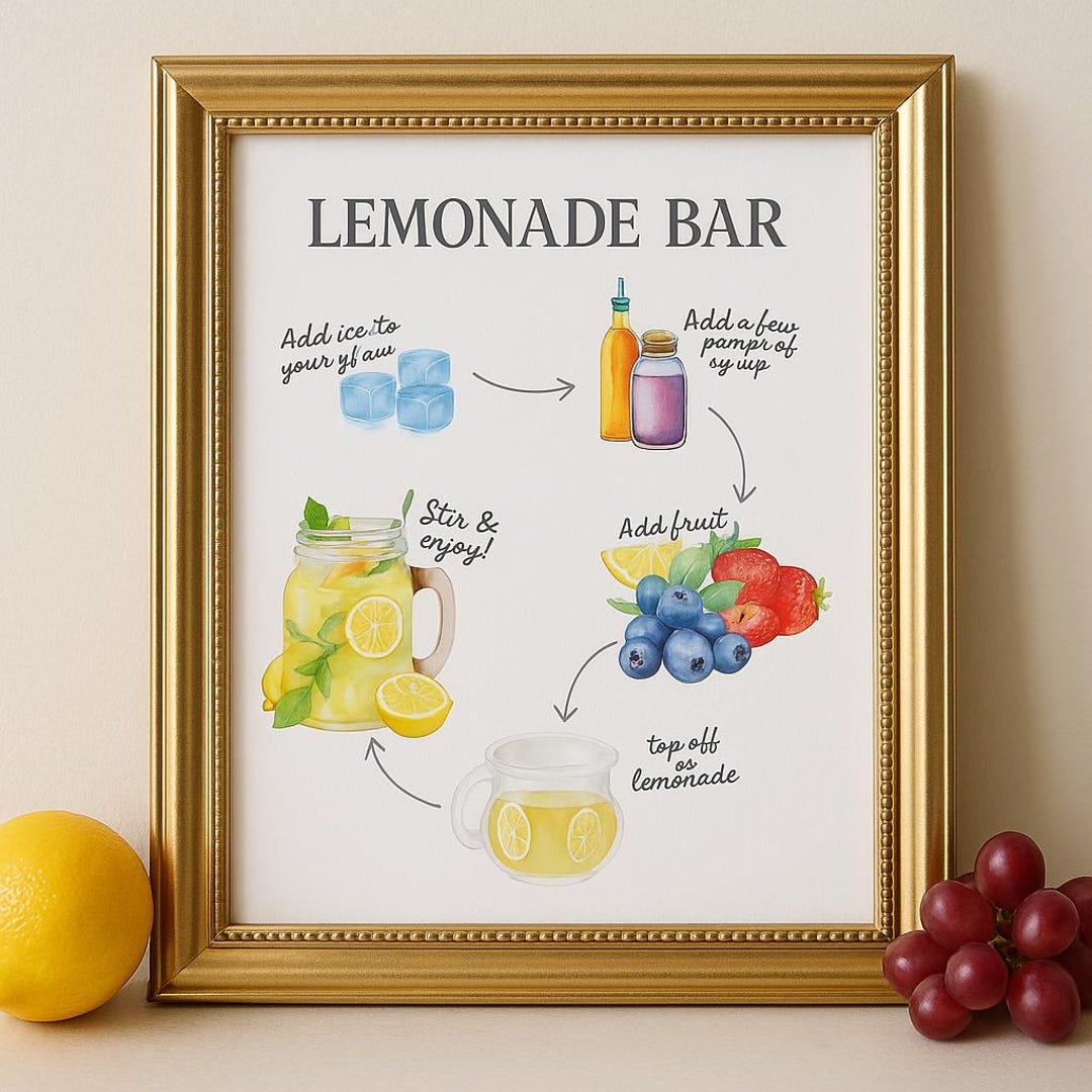 Lemonade Bar Sign Printable, DIY Lemonade Drink Station, DIY Lemonade ...