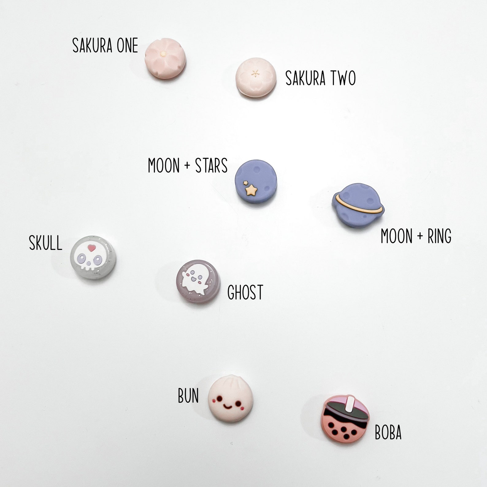 2 PIECES 50 Designs Kawaii Moon Animals Bun Boba Skull Ghost - Etsy