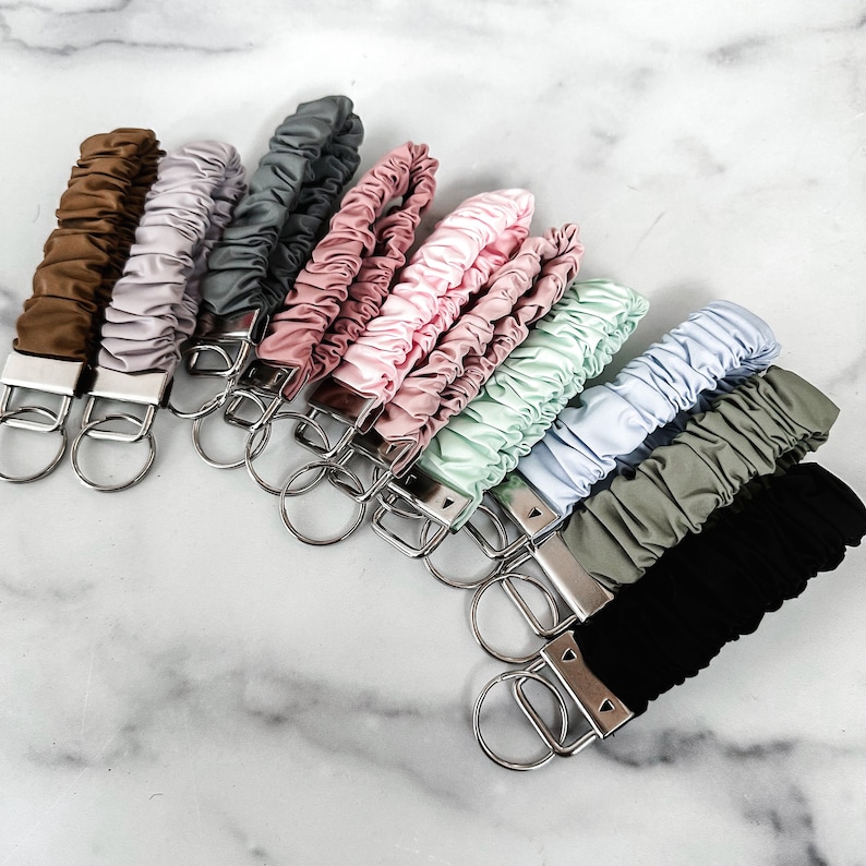 Waterproof Scrunchie Wristlet Keychain Keyring Keyfob | Silver Hardware ...