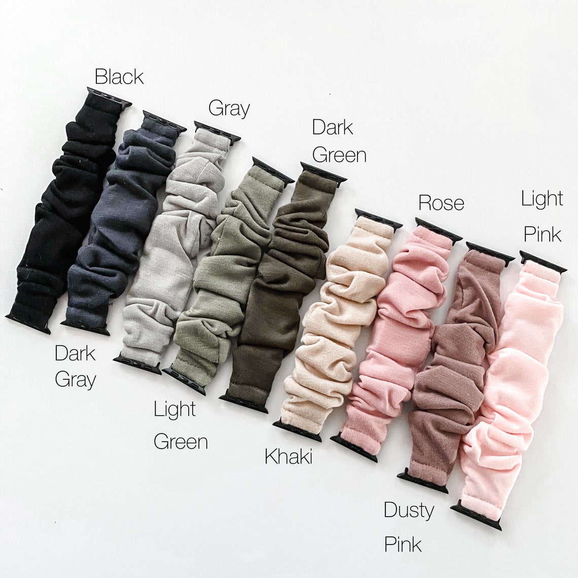 ADJUSTABLE Length Apple Watch Scrunchie Band Cotton Solid - Etsy