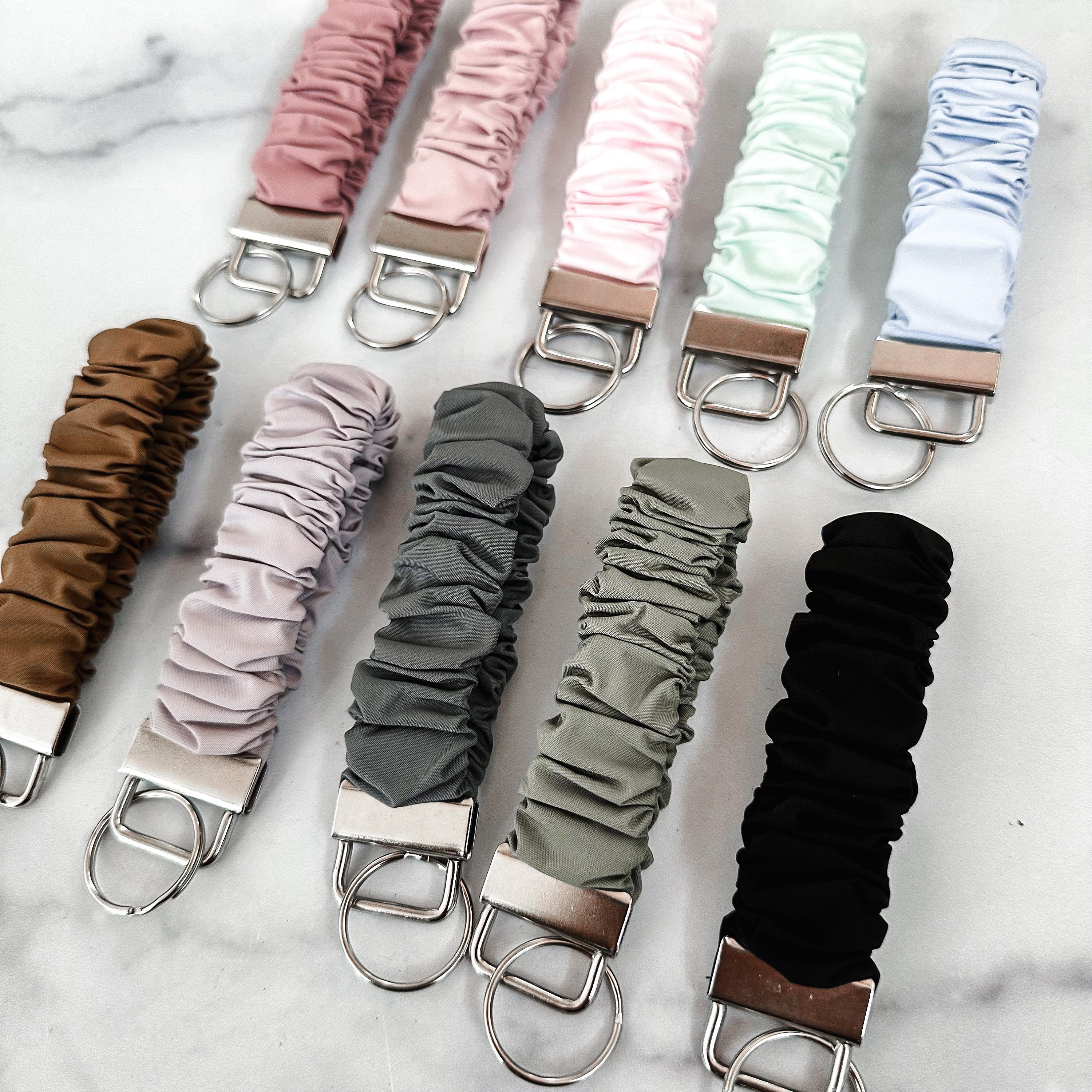 Waterproof Scrunchie Wristlet Keychain Keyring Keyfob | Silver Hardware ...