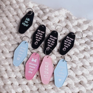 Motel Retro Keychain Custom Design and Personalized Resin Coated Pick ...