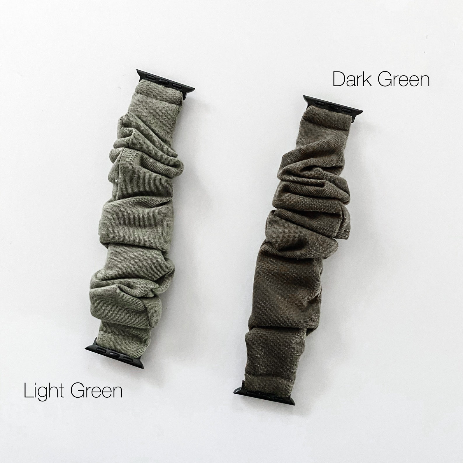 ADJUSTABLE Length Apple Watch Scrunchie Band Cotton Solid Colors Black ...