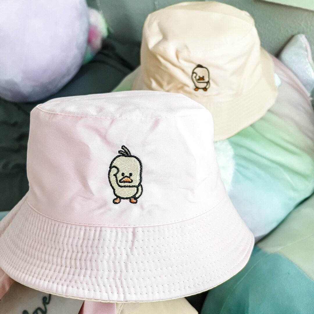 REVERSIBLE Pink + Yellow Cute Duck Bucket Hat | Scrunchie Haven - Etsy
