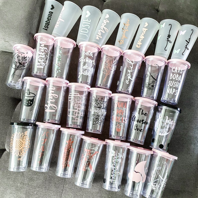 BOBA CUP Personalized Reusable 20oz Fully Custom Vinyl - Etsy