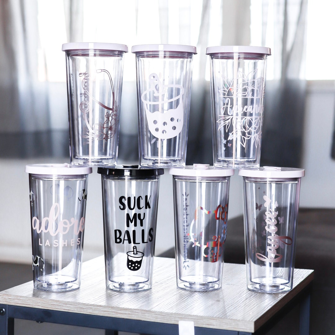 BOBA CUP Personalized Reusable (20oz) Fully Custom Vinyl Design or ...
