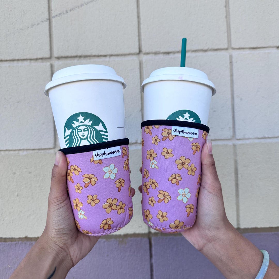 Pink Puakenikeni Iced Cold Cup Sleeve Made With Neoprene Material ...