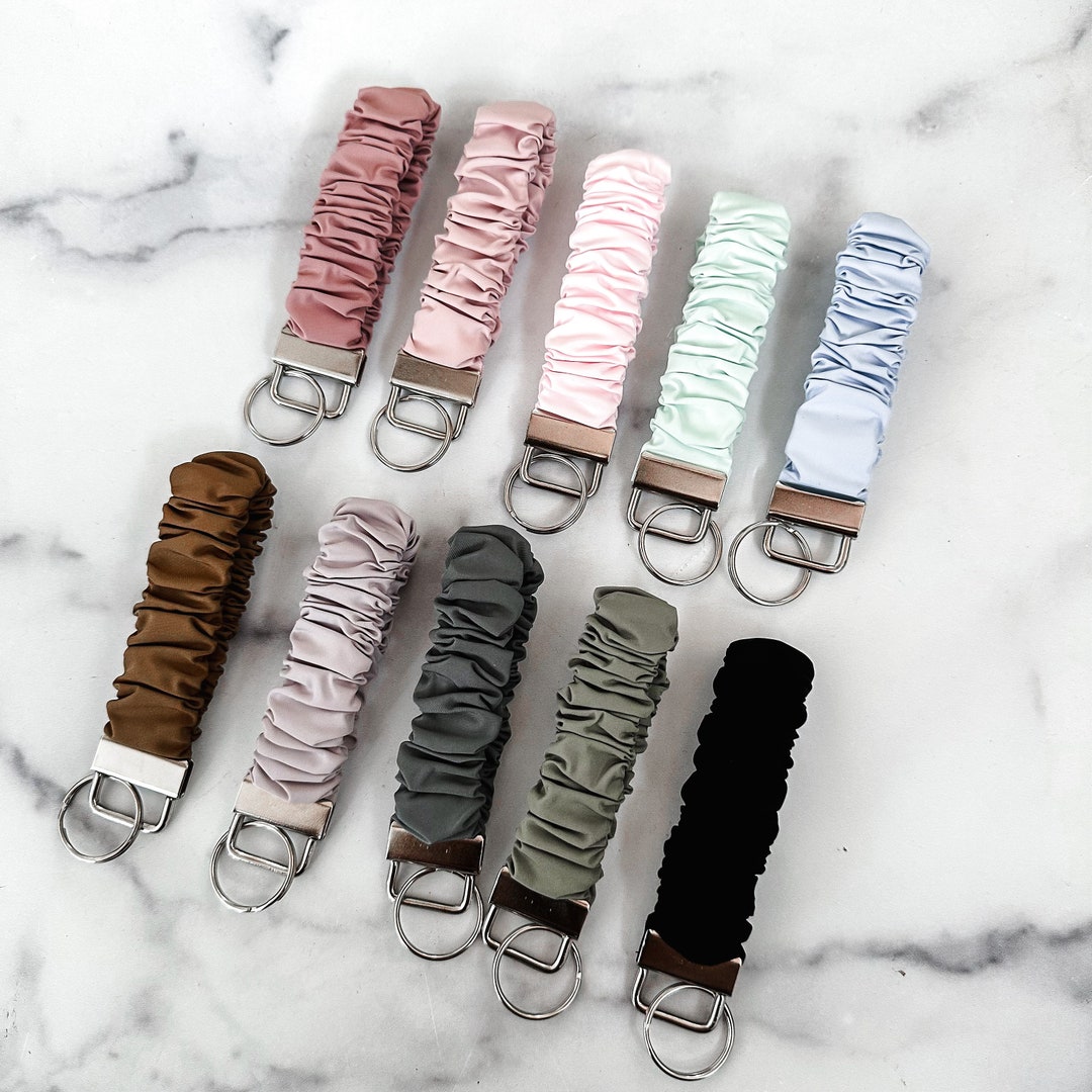Waterproof Scrunchie Wristlet Keychain Keyring Keyfob | Silver Hardware ...