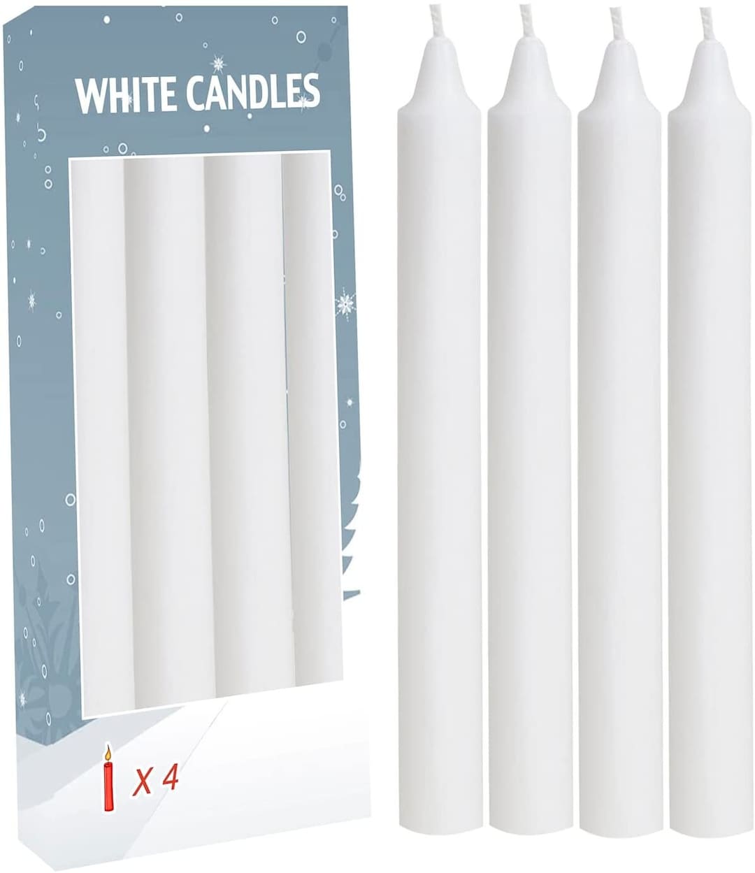 4 Pcs White Set Taper Candle Candlesticks 7.75 Inch Tall X 3/4 Inch 0. ...