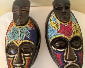 African Beaded Wall Mask - Etsy