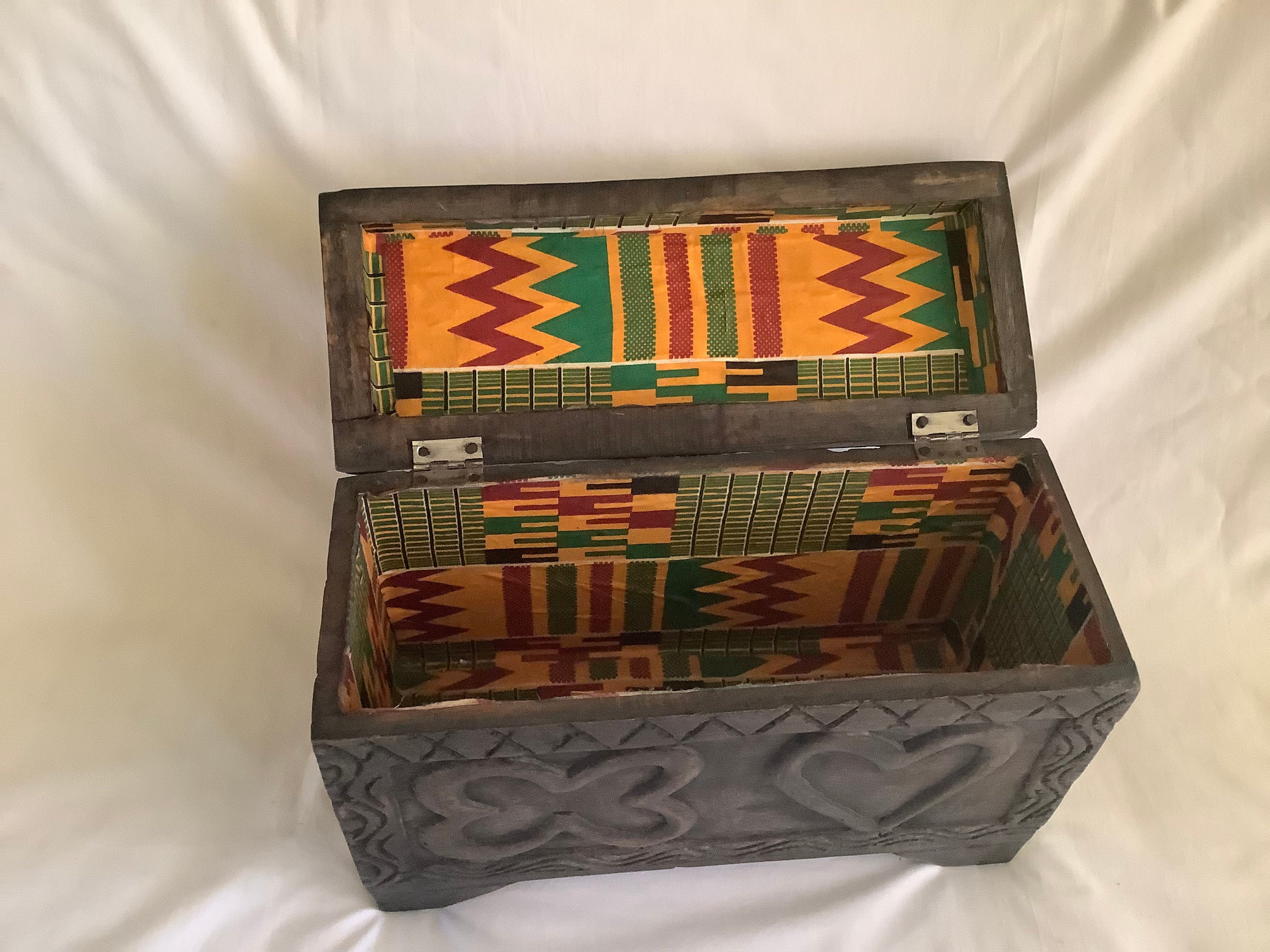 African Beaded Jewelry Box With Kente Lining | Etsy