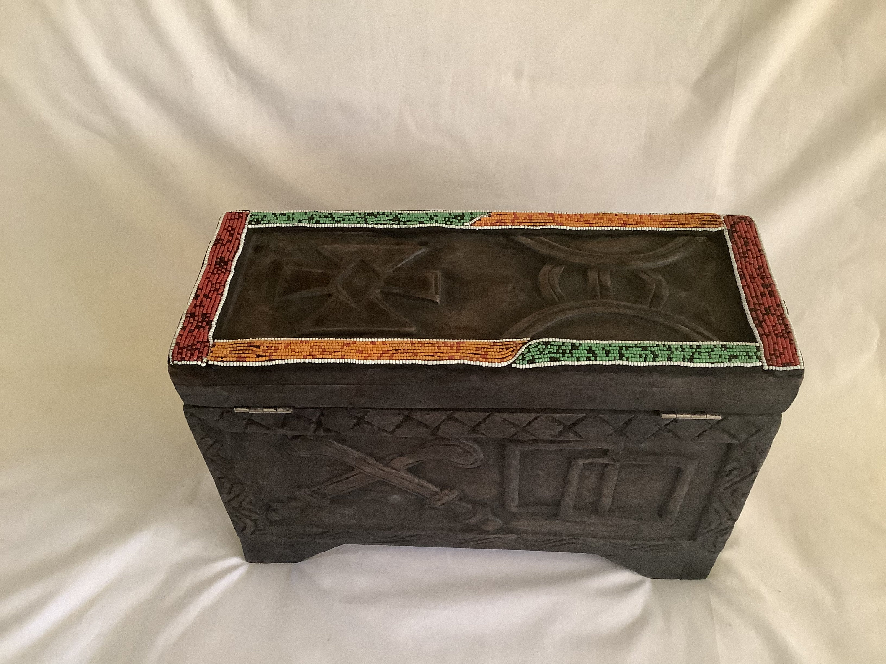 African Beaded Jewelry Box With Kente Lining | Etsy