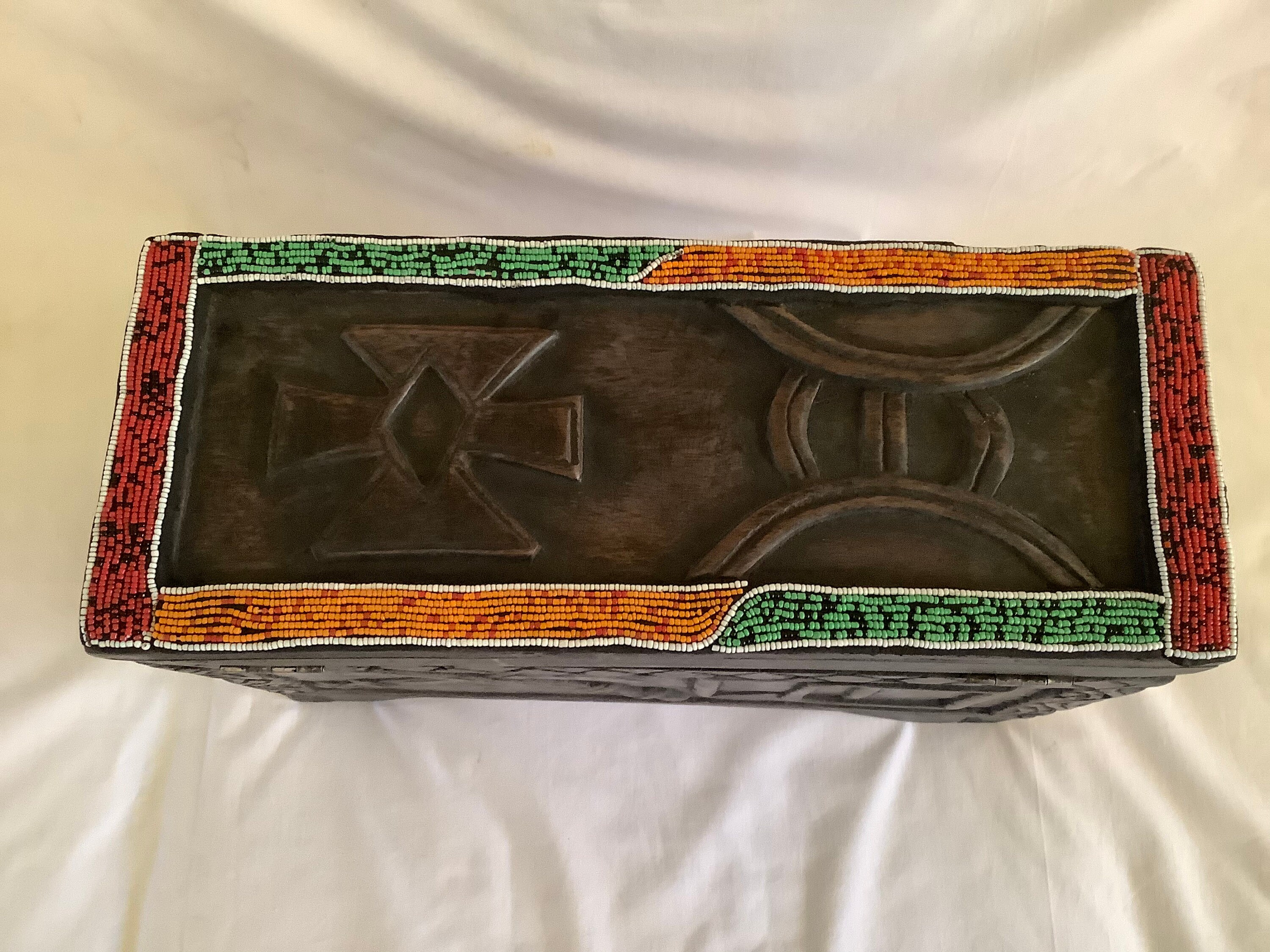 African Beaded Jewelry Box With Kente Lining | Etsy