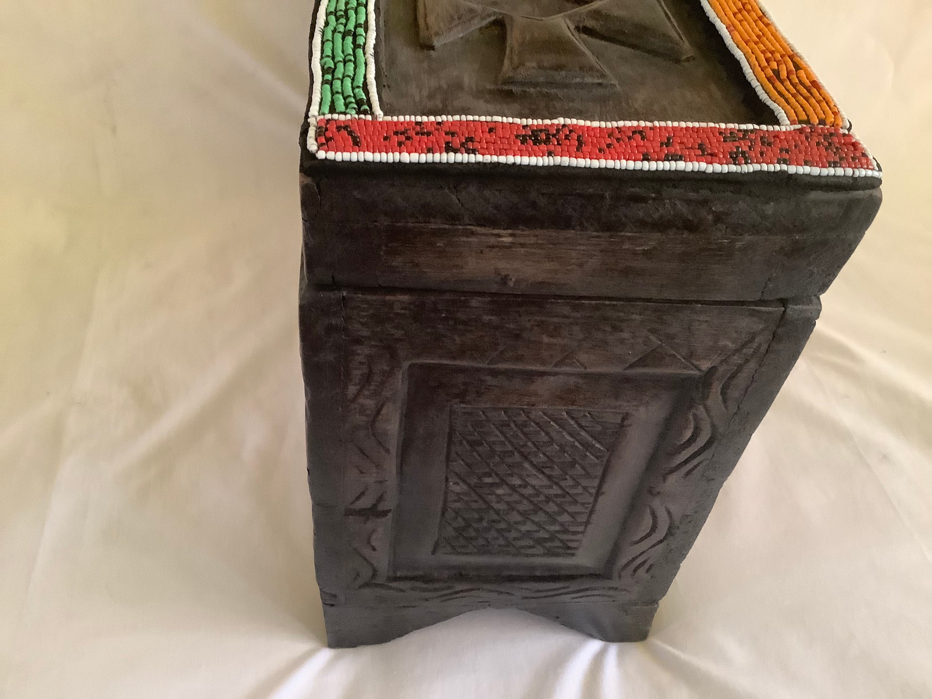 African Beaded Jewelry Box With Kente Lining | Etsy