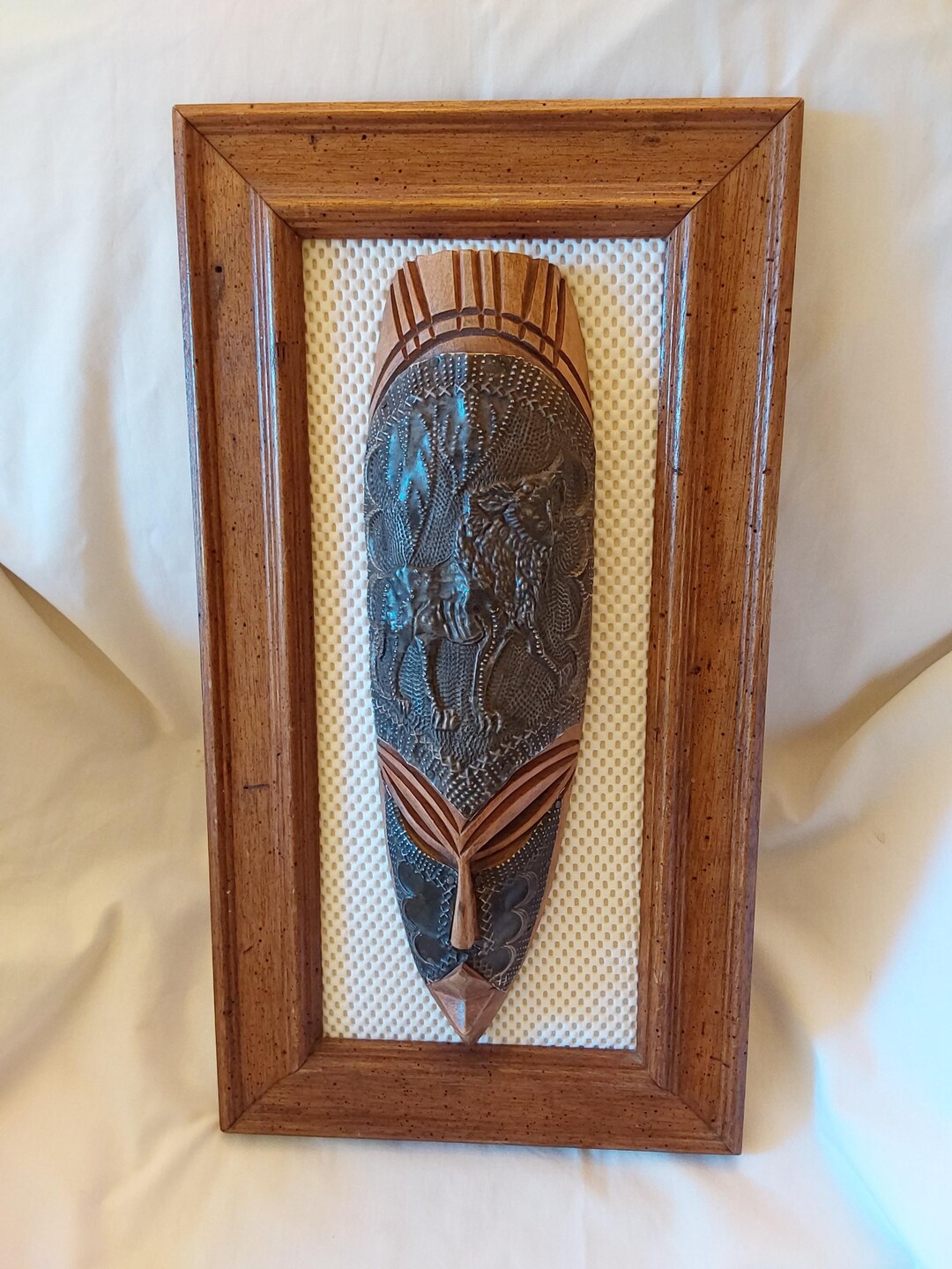 African Framed Metal Face Mask With Lion Design - Etsy