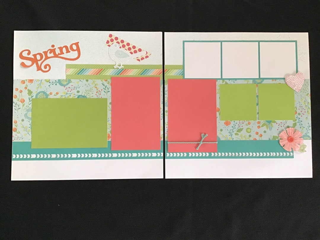 12”x12” Spring Double Scrapbook Layout - Etsy