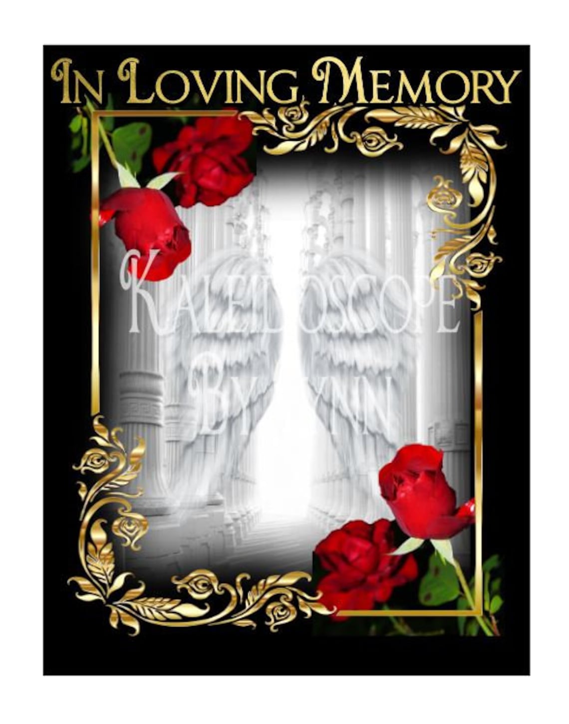 Red Rose Gold Frame Background Memorial PNG Add Photo Template for ...