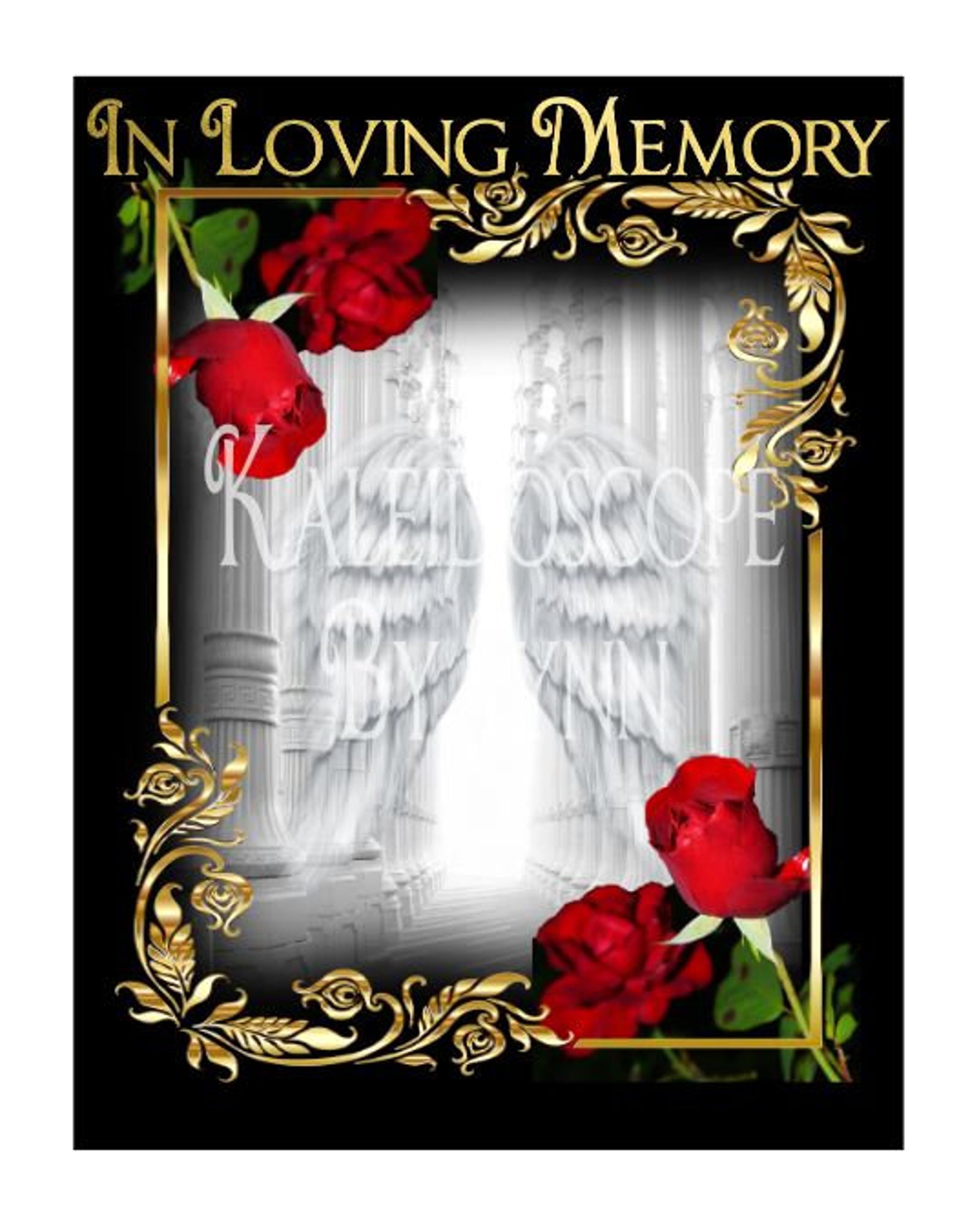 Red Rose Gold Frame Background Memorial PNG Add Photo Template for ...