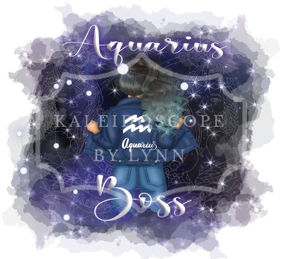 Aquarius Boss Lady Galaxy Astrology Design File PNG JPG for - Etsy