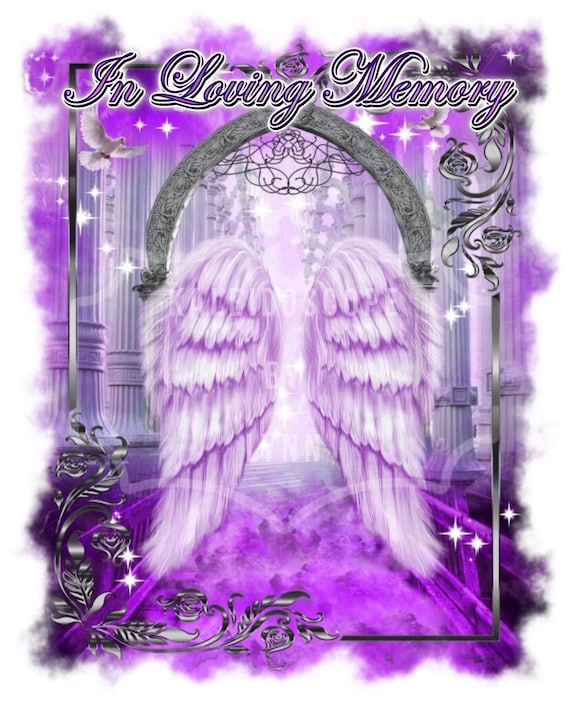 Purple Heavens Gate Angel Memorial PNG Add Photo Template for - Etsy