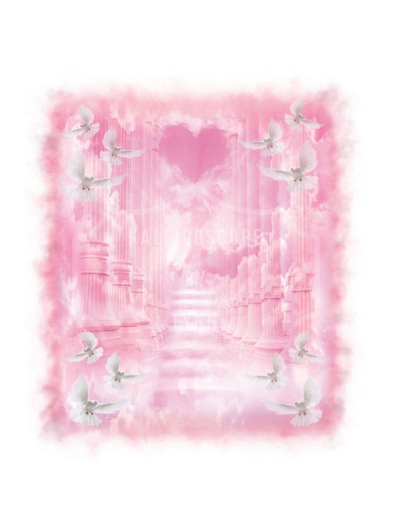 Pink Heart in Clouds Heaven Memorial PNG Drop in Photo for - Etsy