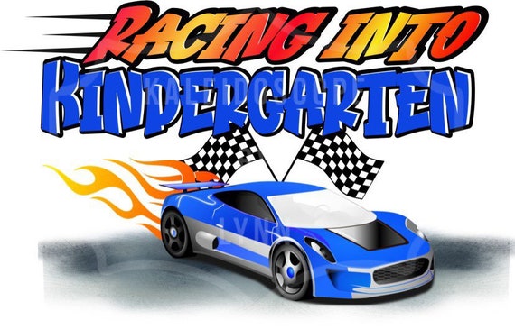 Racing Into Kindergarten PNG Digital Design for Back to School - Etsy