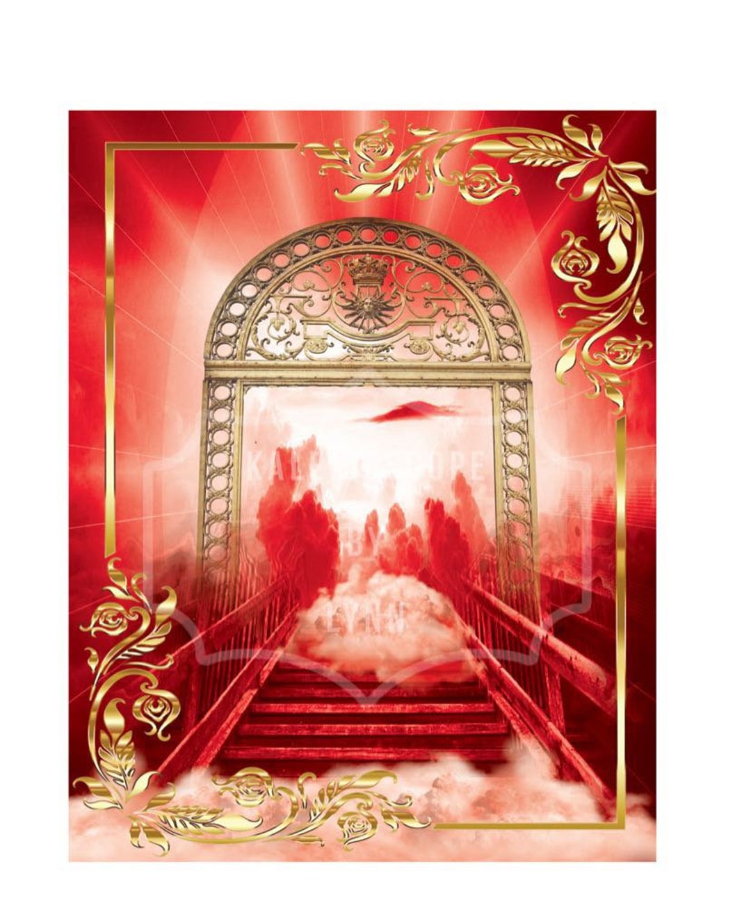 Red and Gold Heavens Gate Memorial PNG Drop in Photo for Funeral RIP ...