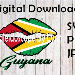 Guyana Guyanese Flag Lips SVG PNG JPG Digital Cut File for Cricut ...