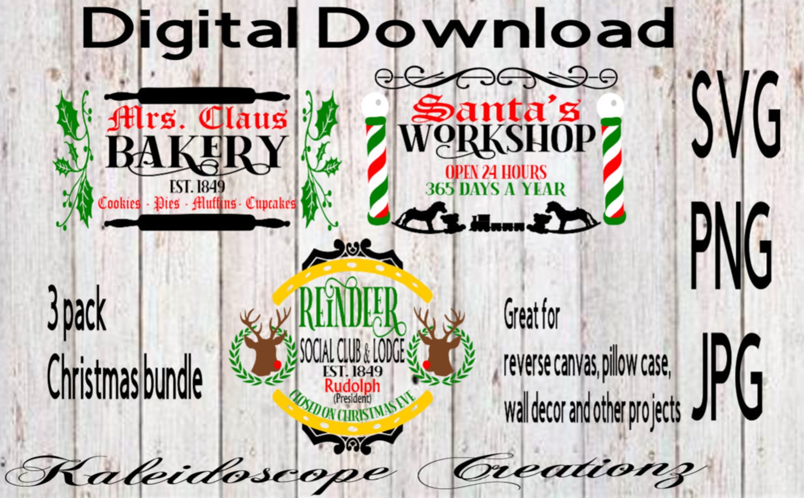 3 Pack Christmas Bundle Mrs Claus Bakery Santas Workshop and - Etsy