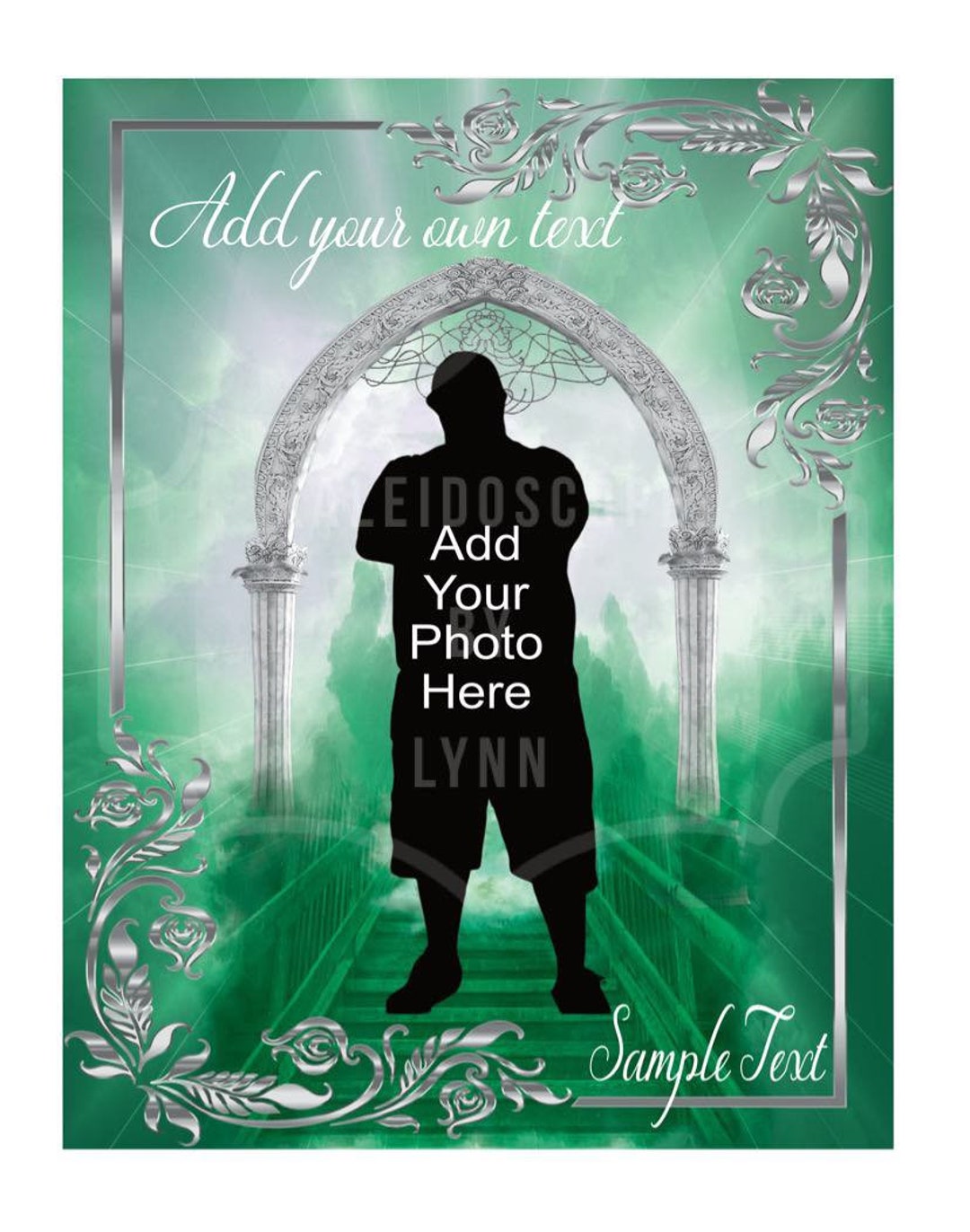 Green and Silver Heavens Gate Memorial PNG Drop in Photo for Funeral ...