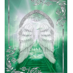 Green and Silver Heavens Gate Memorial PNG Drop in Photo for Funeral ...