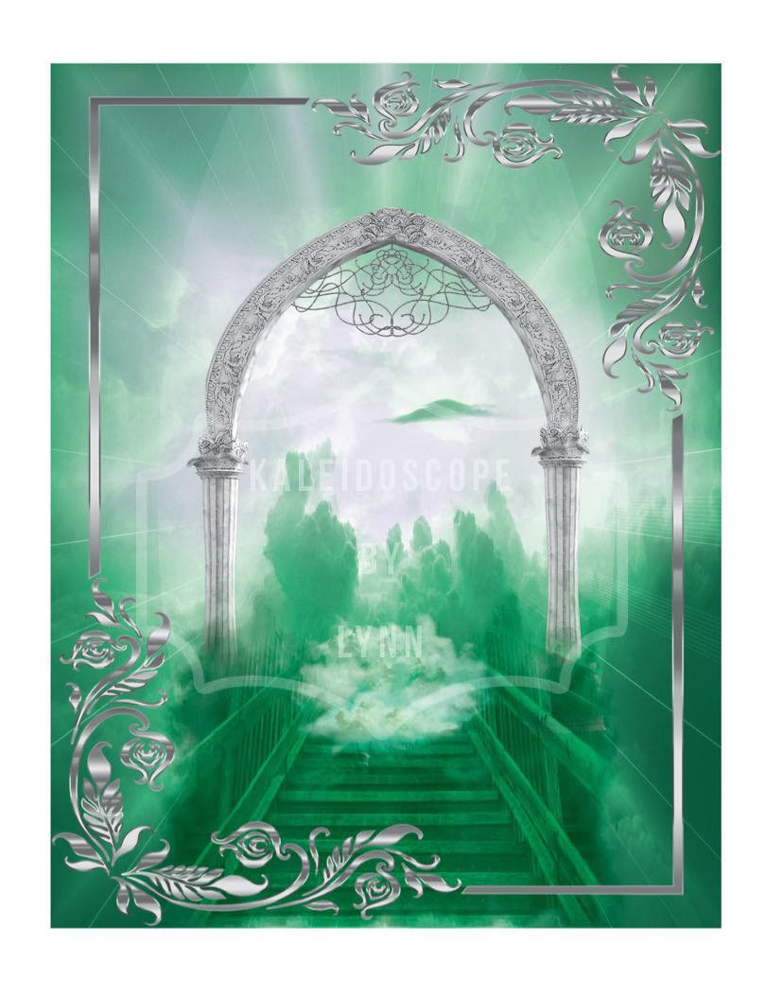 Green and Silver Heavens Gate Memorial PNG Drop in Photo for - Etsy