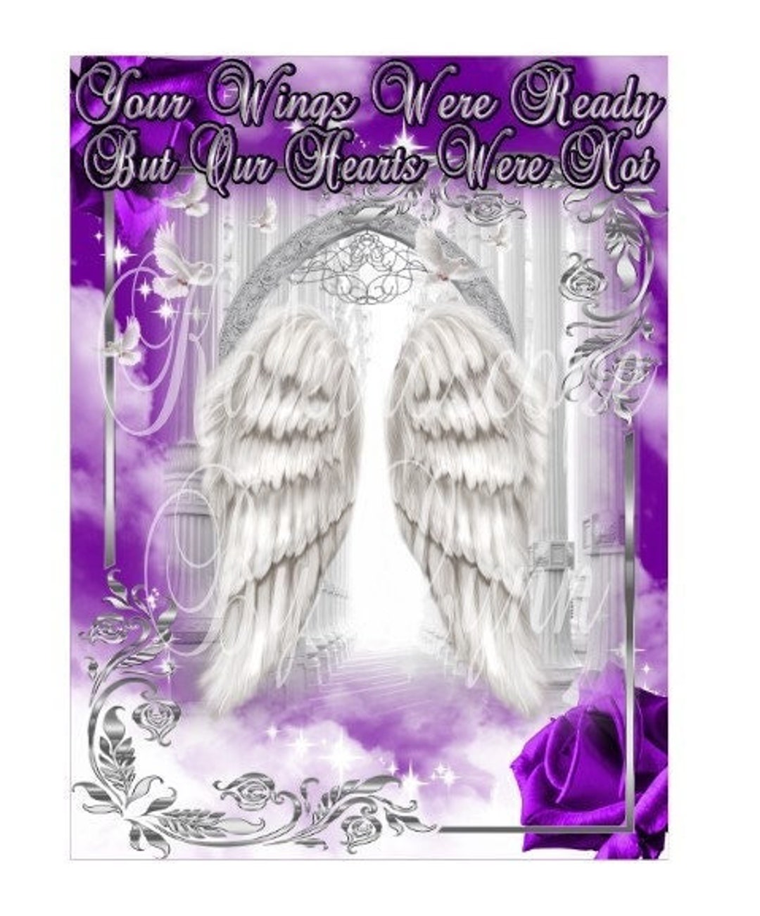 Purple Rose Frame Background Memorial PNG Add Photo Template for ...