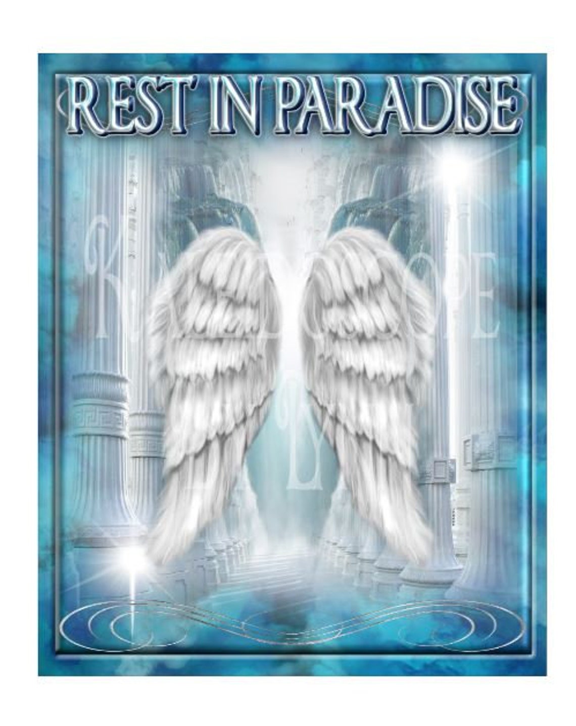 Blue Waterfalls Rest in Paradise Memorial PNG Add Photo - Etsy