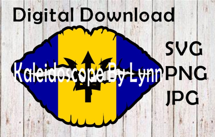 Barbados Bajan Flag Lips SVG PNG JPG Digital Cut File for | Etsy UK