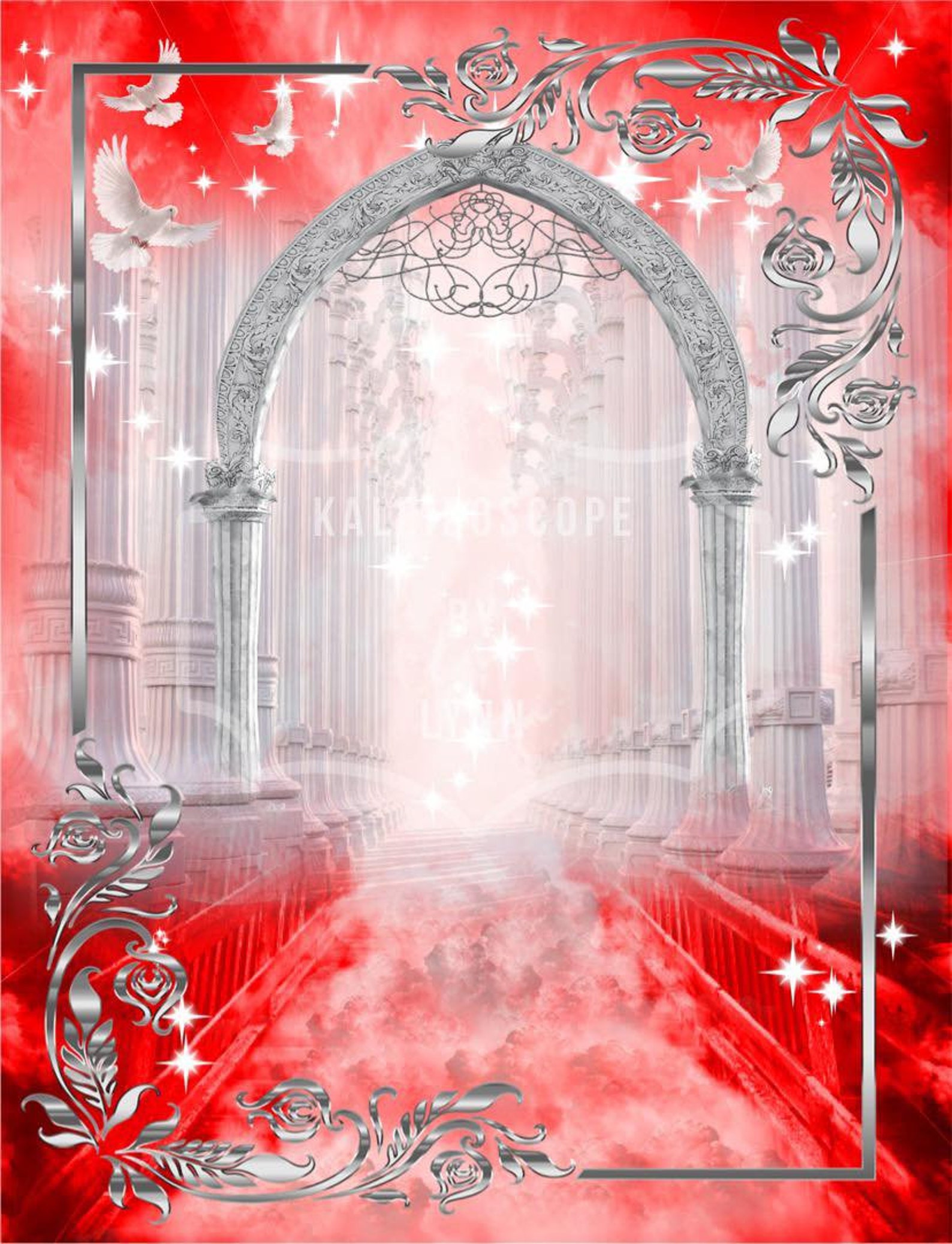 Red Heavens Gate Angel Memorial PNG Add Photo Template for Funeral RIP ...