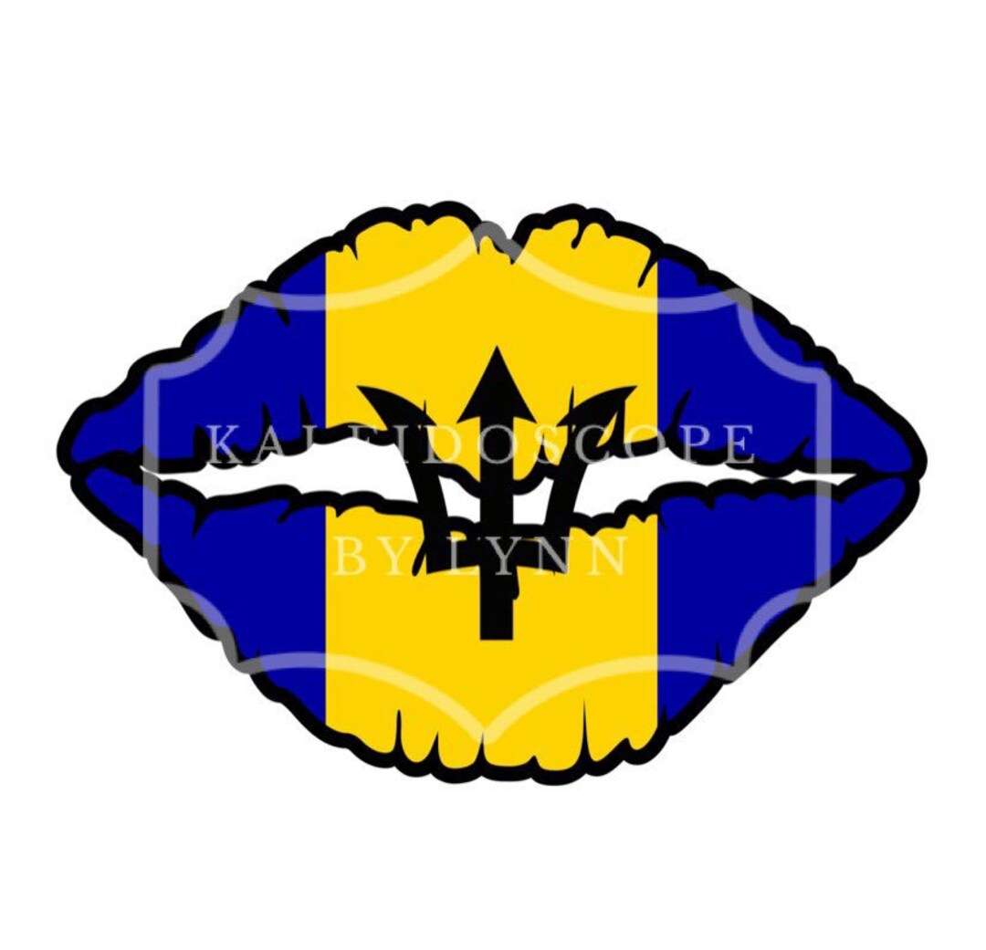 Barbados Bajan Flag Lips SVG PNG JPG Digital Cut File for Cricut ...