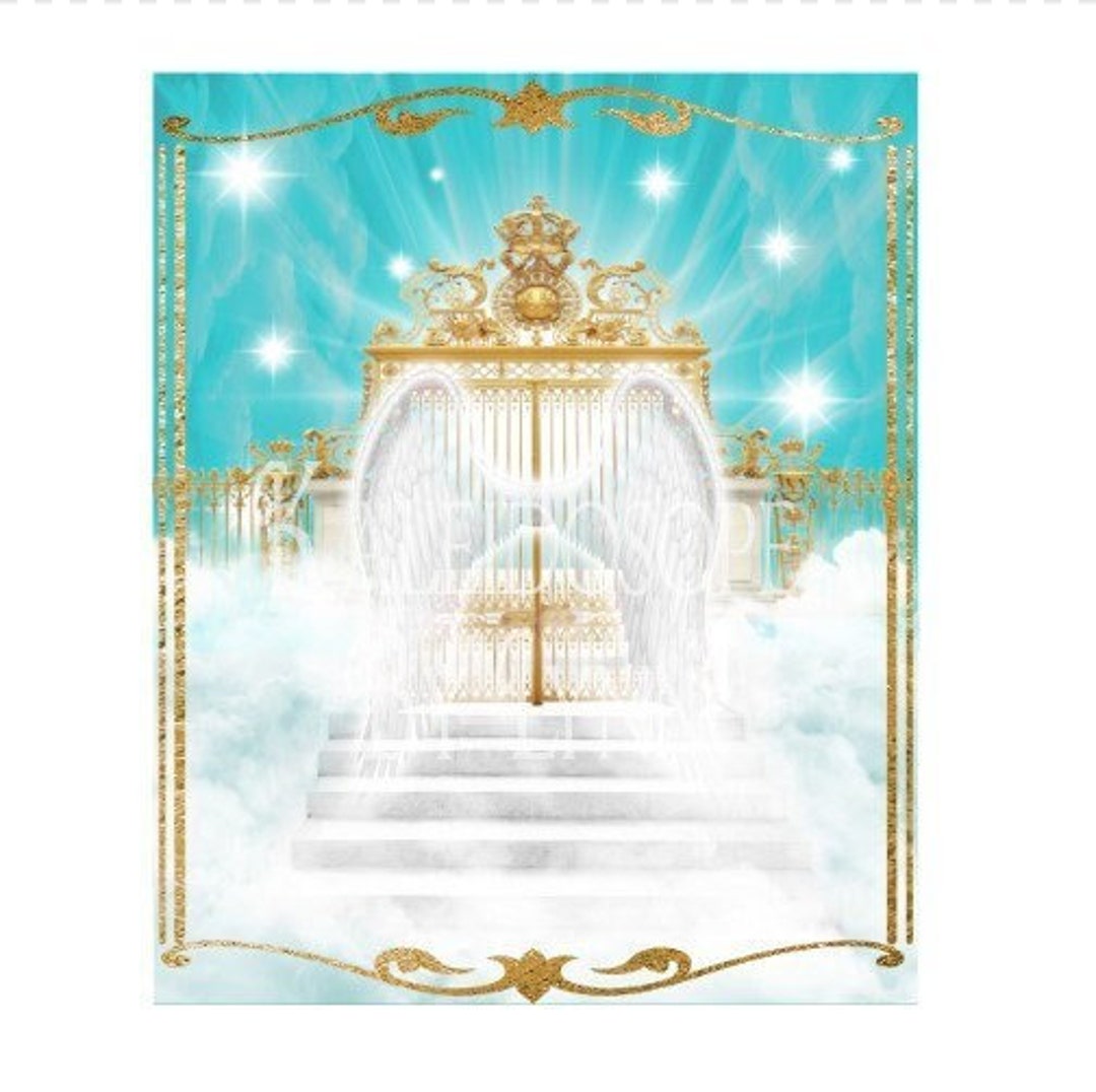 Aqua and Gold Frame Background Memorial PNG Add Photo Template for ...