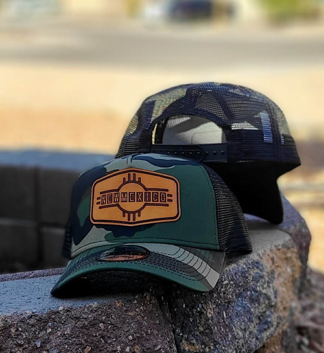 Camo Trucker Hat. Leather Patch Hat. New Mexico Hat. - Etsy