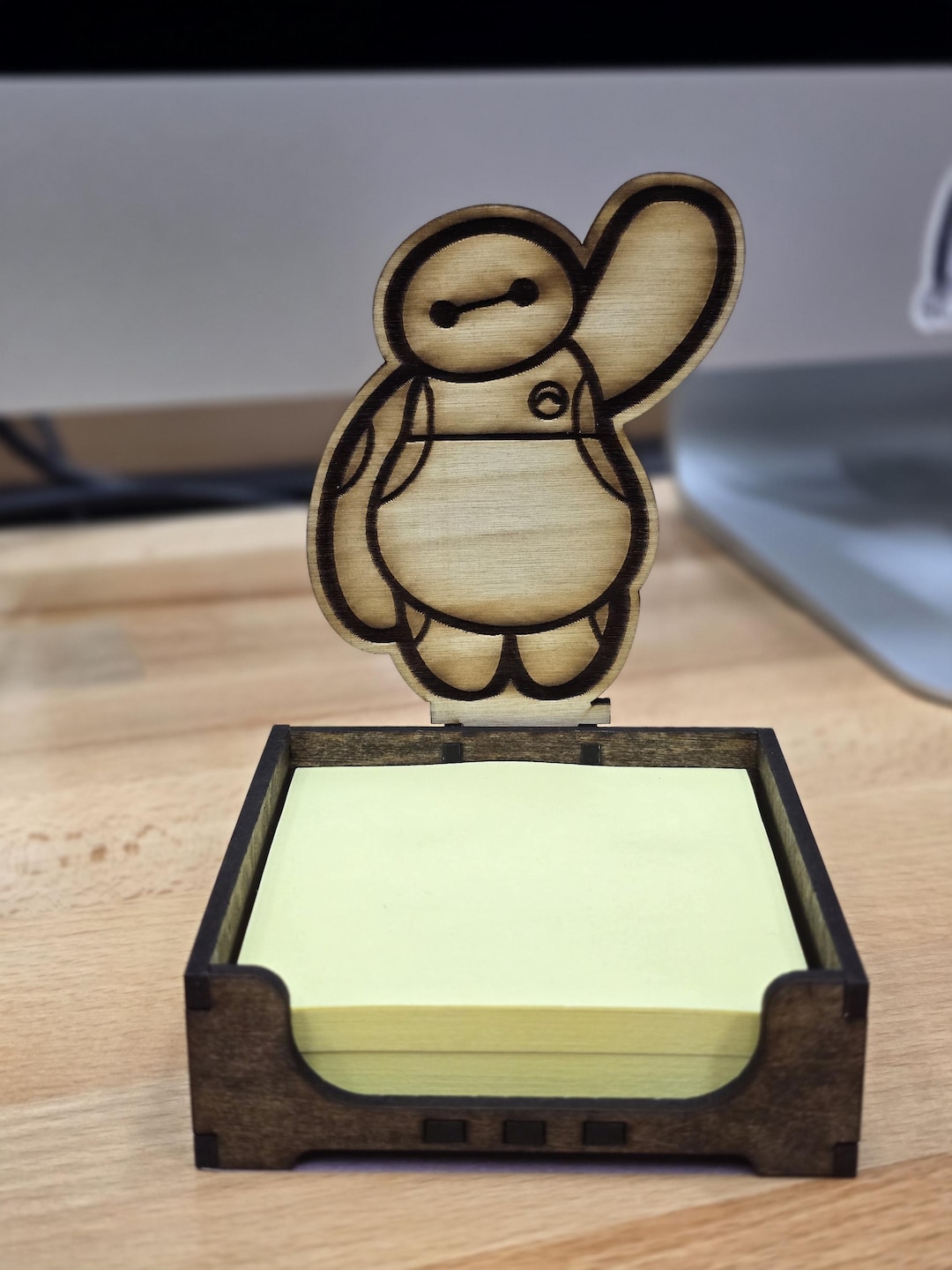 Laser Engraved Robot Sticky Note Holder Cute Desk Organizer Birch MDF ...