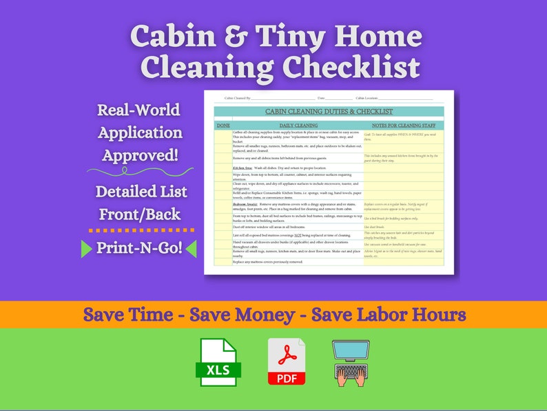 Cabin and Tiny Home Cleaning Checklist- Ready to Use - Etsy Australia