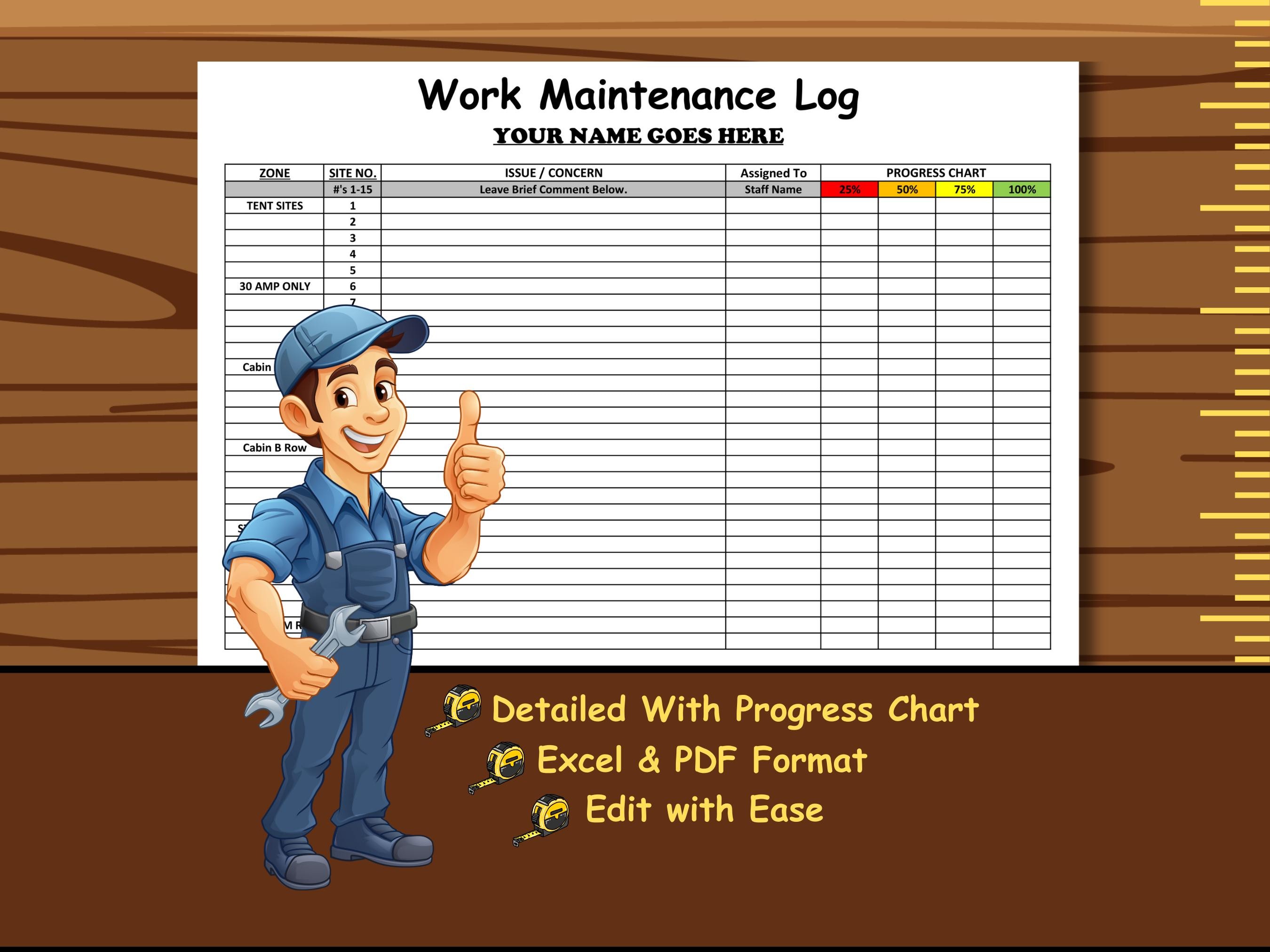 RV Park and Campground Work Maintenance Log Book - Etsy
