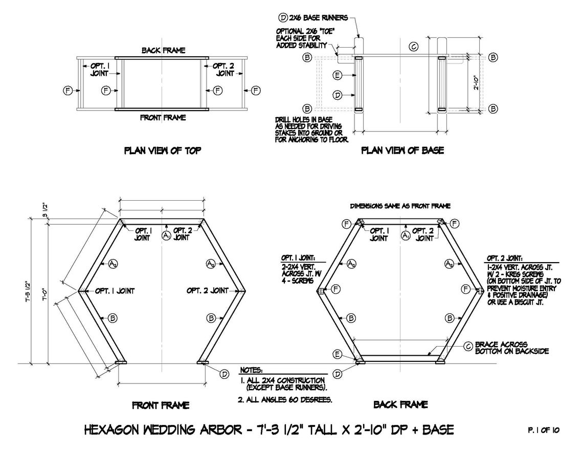 Construction Plans for HEXAGON Wedding ARBOR - DIY Wooden Arch Project ...